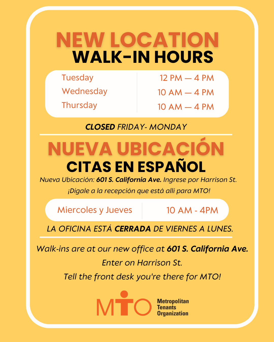 Our New Location Metropolitan Tenants Organization 1